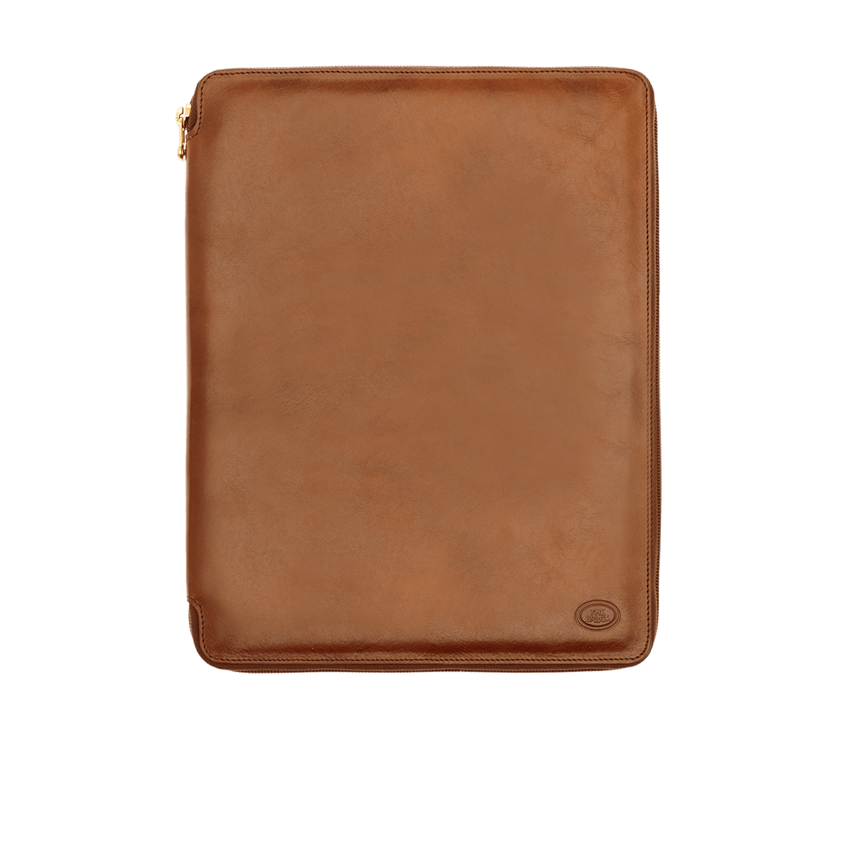 Large leather notepad holder BROWN/GOLD | The Bridge