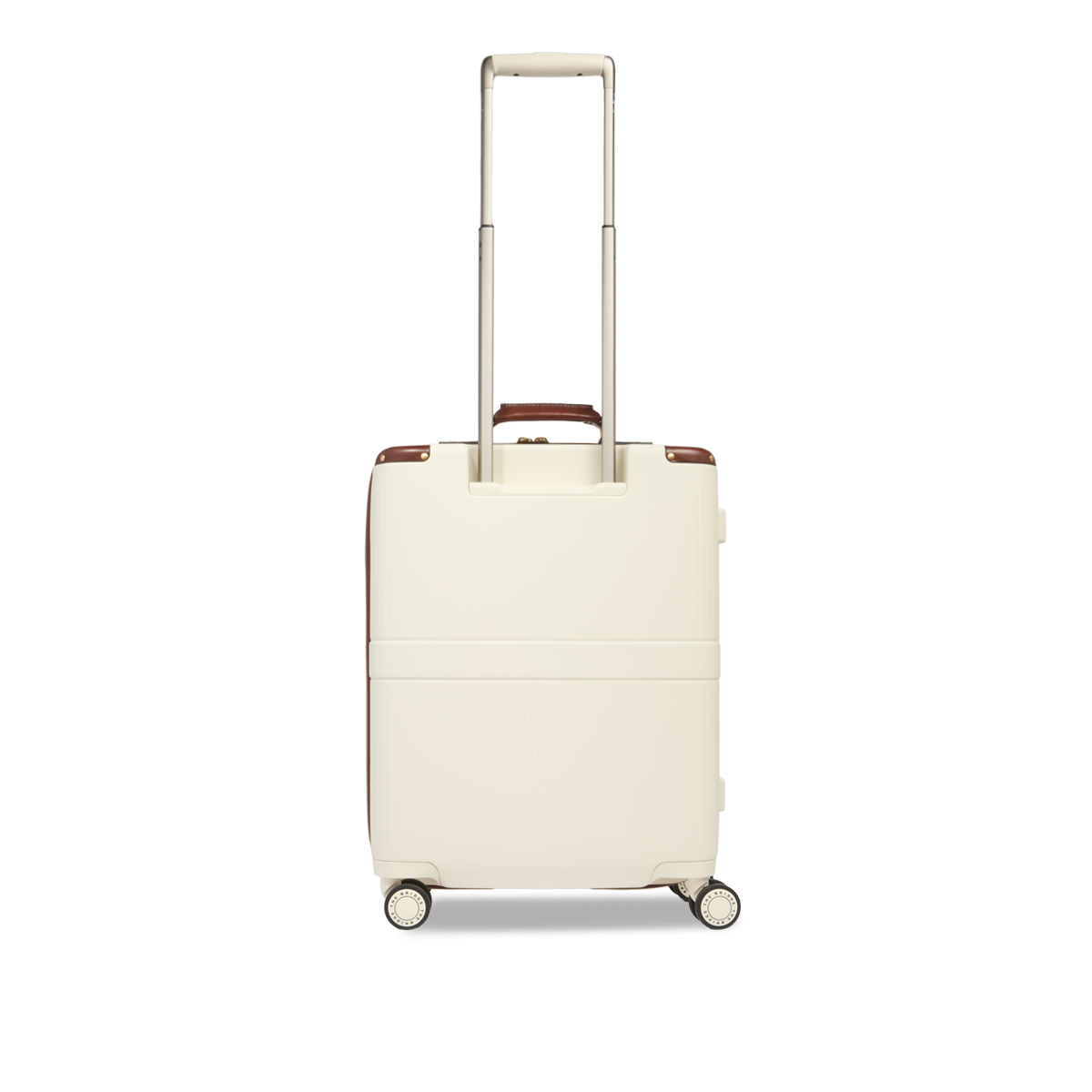 Leather and polycarbonate cabin trolley NATURAL/BROWN/GOLD | The Bridge