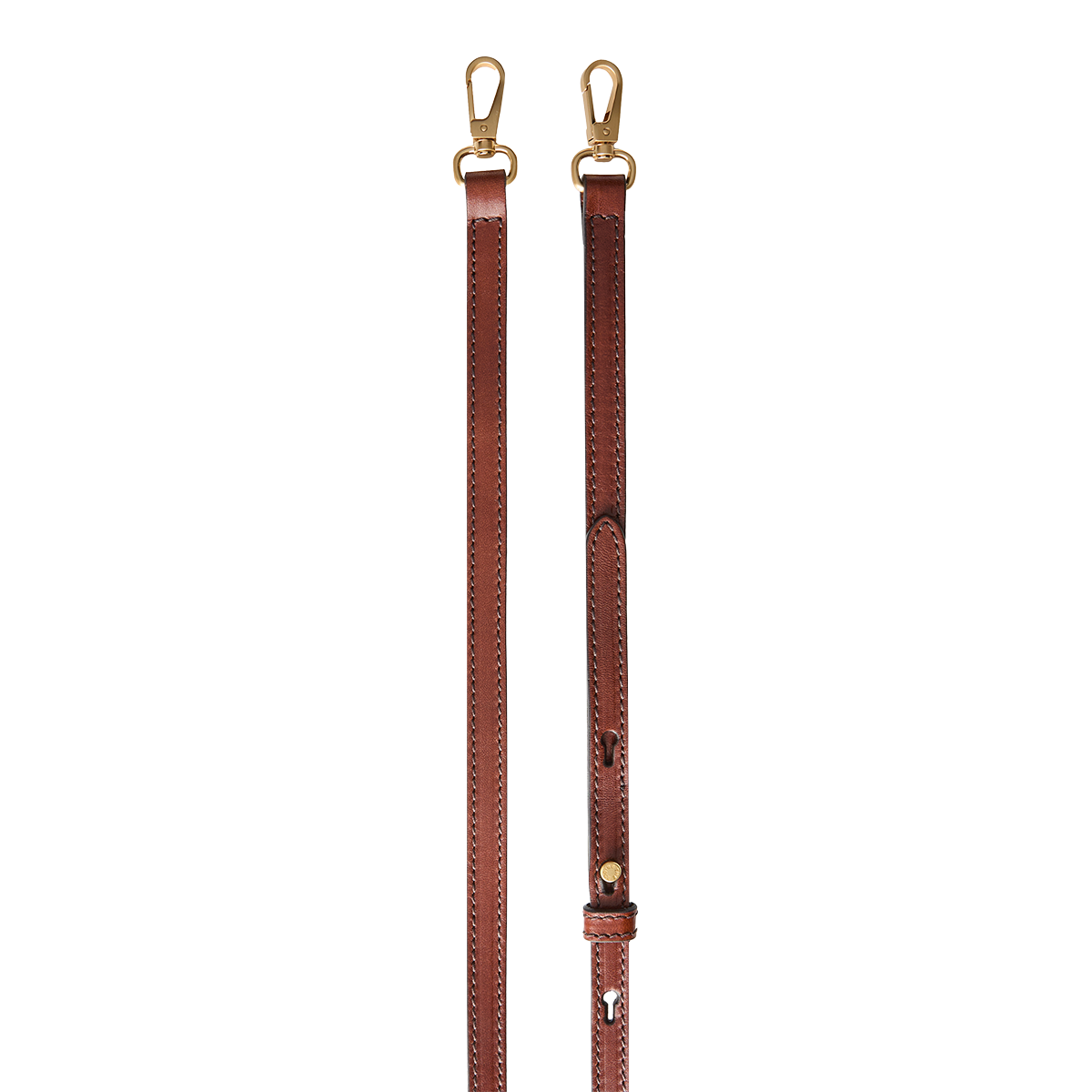 Adjustable leather shoulder strap BROWN/GOLD | The Bridge
