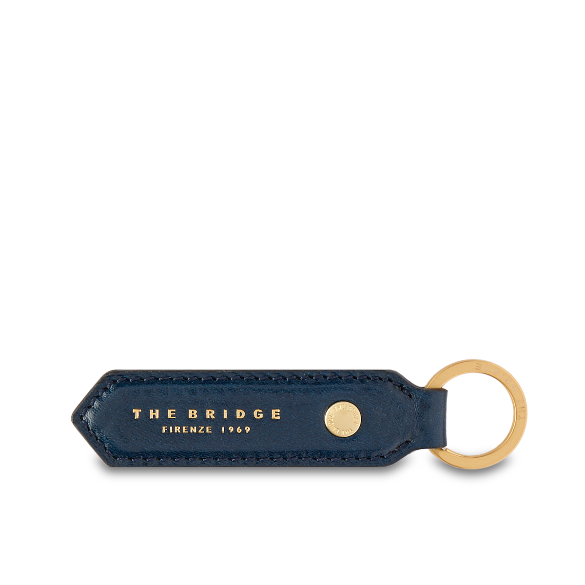 Leather keyring DEEP BLUE WITH GOLD | The Bridge